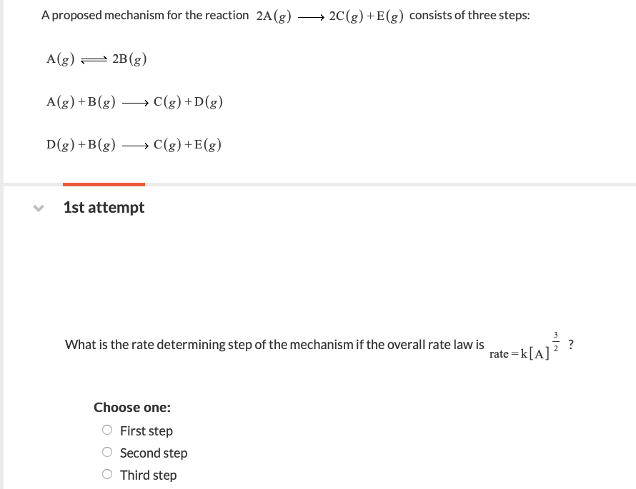 Solved A proposed mechanism for the reaction 2A(3) → 2C(g) | Chegg.com