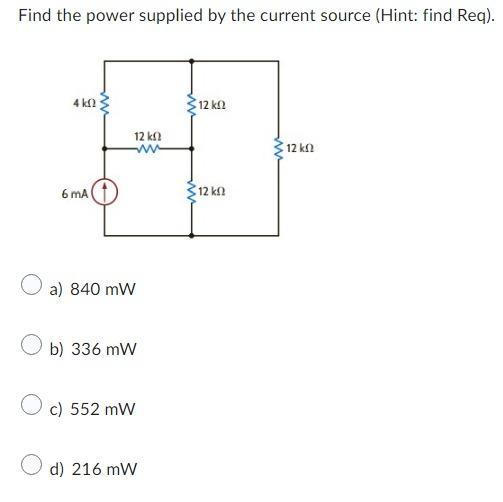 Solved Find the power supplied by the current source (Hint: | Chegg.com