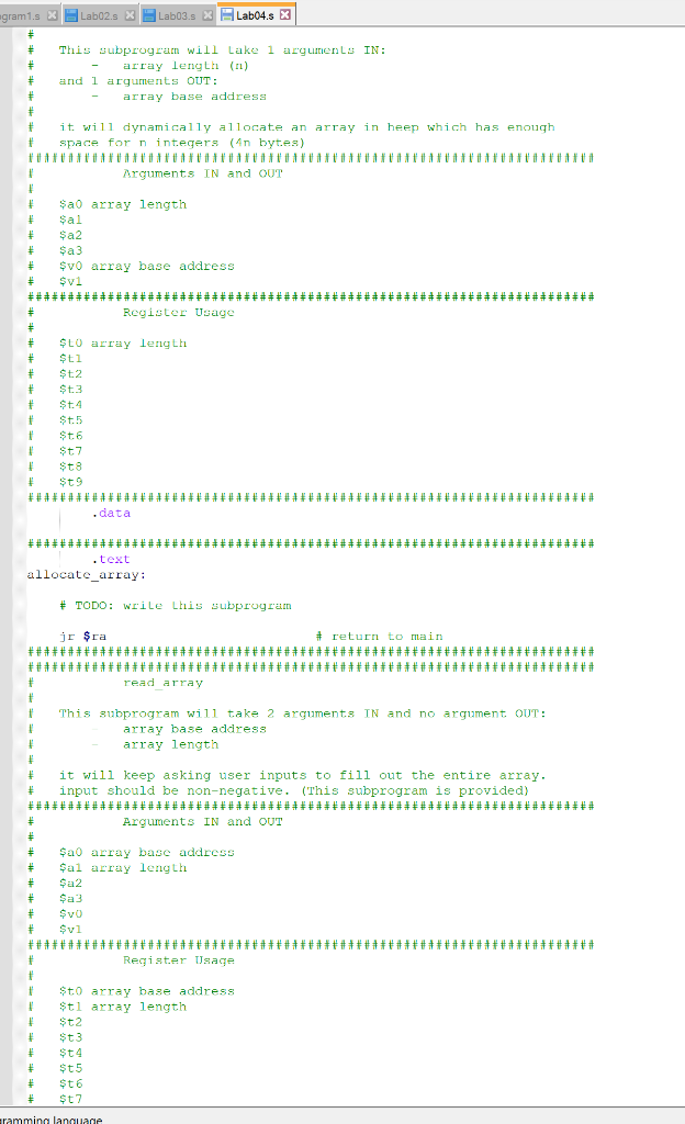 Solved Write subprograms allocate_array, array_contains, and | Chegg.com