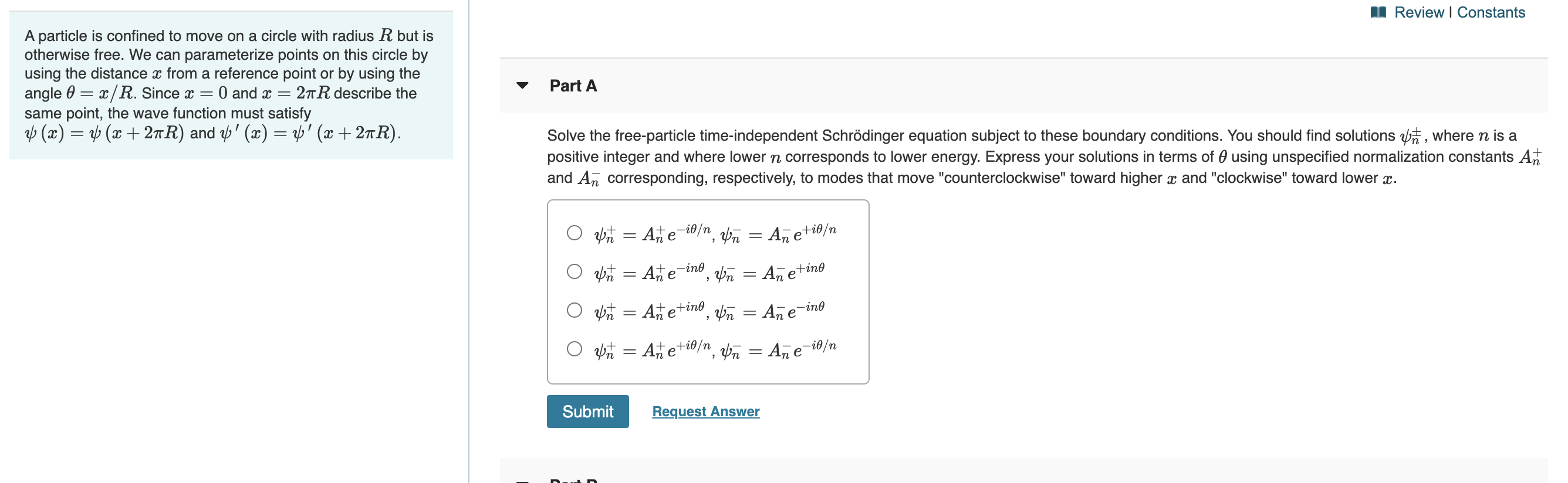 Solved Review | Constants A particle is confined to move on | Chegg.com