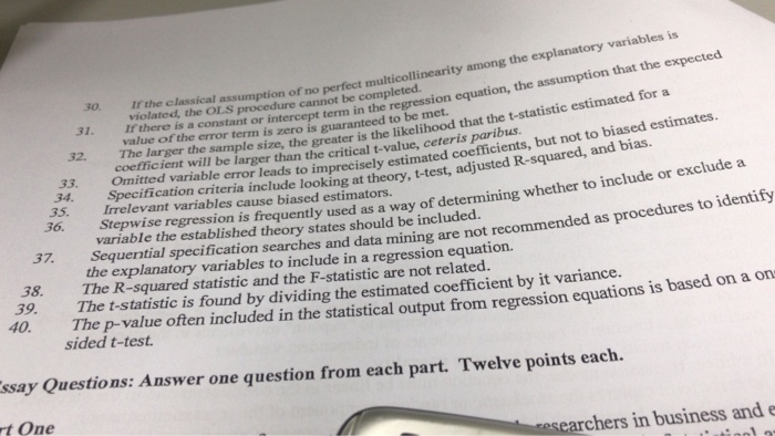 Solved the classical assumption of violated, the OLS | Chegg.com