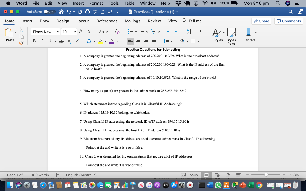Solved Word File Edit View Insert Format Tools Table Window | Chegg.com