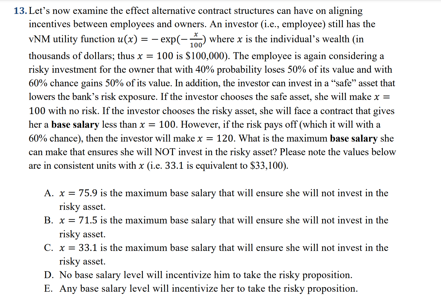Solved 3. Let's now examine the effect alternative contract | Chegg.com
