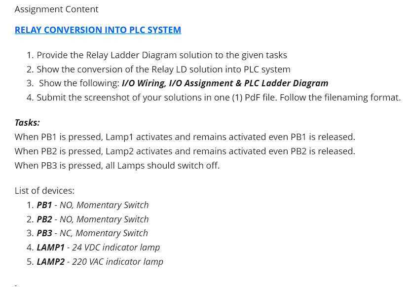 Solved RELAY CONVERSION INTO PLC SYSTEM 1. Provide the Relay | Chegg.com