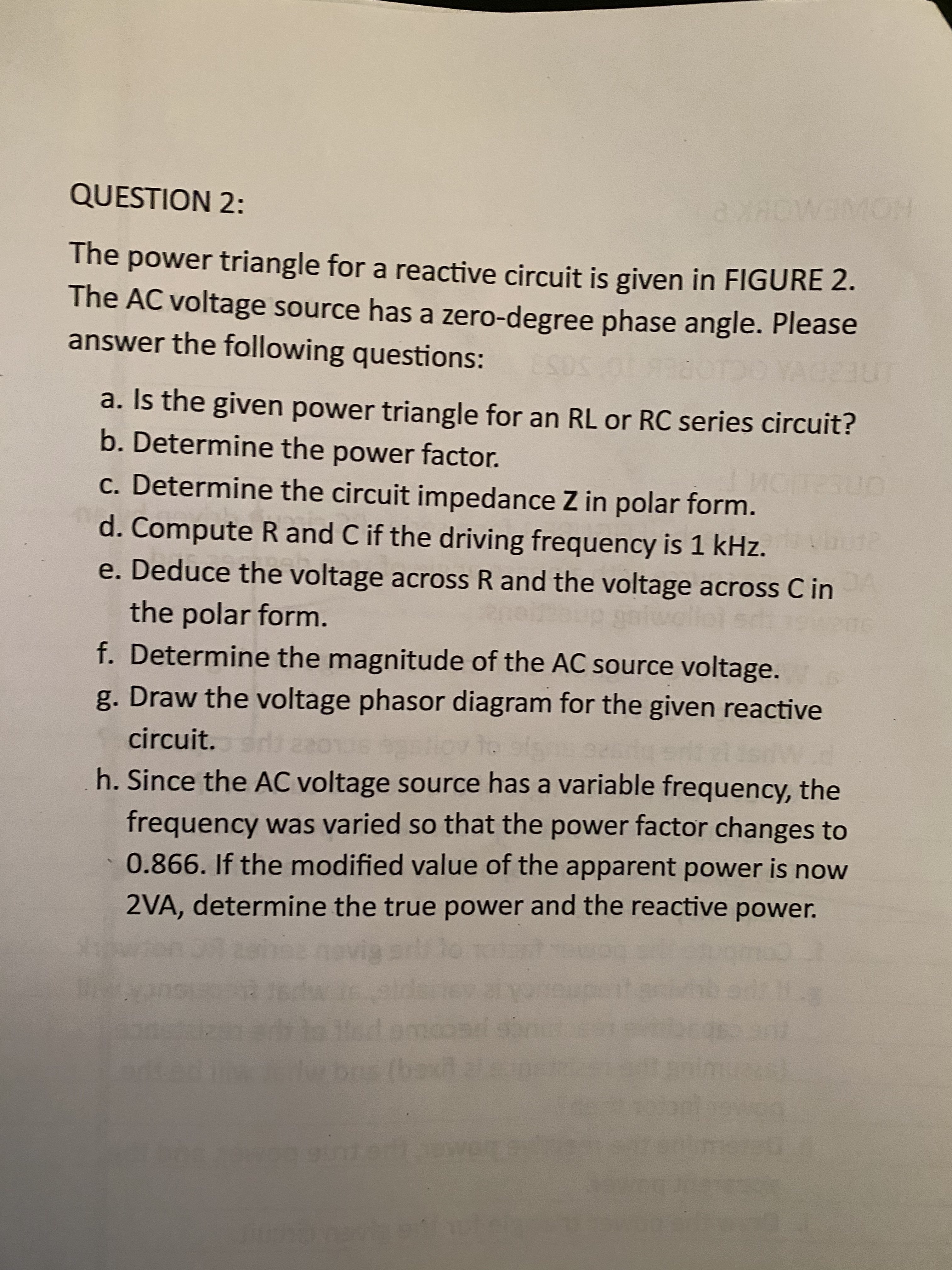 Solved The power triangle for a reactive circuit is given in | Chegg.com