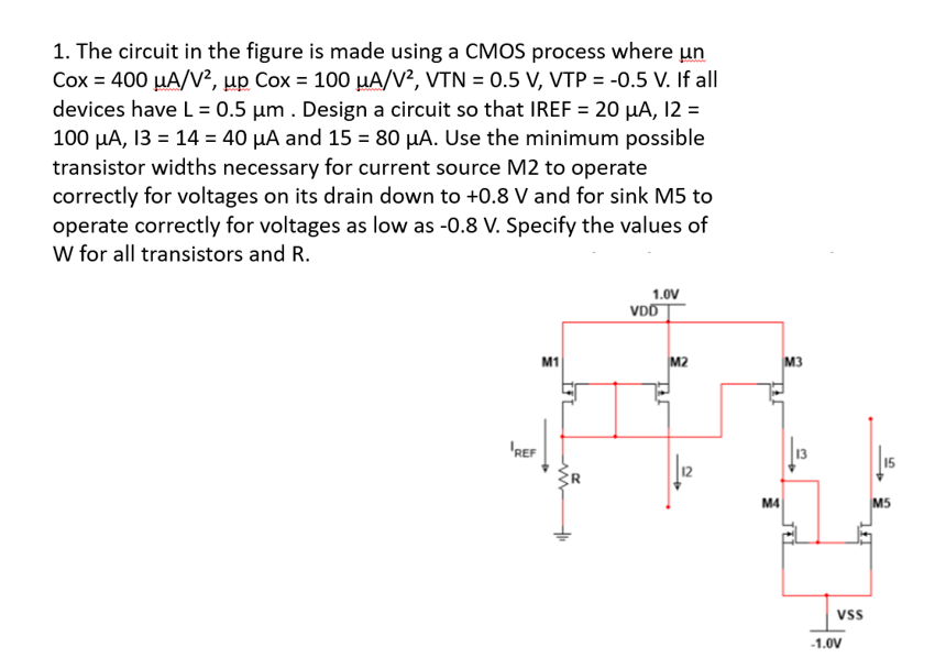 Solved 1. The circuit in the figure is made using a CMOS | Chegg.com