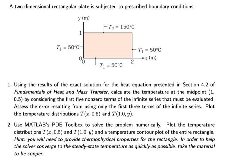 Solved A two-dimensional rectangular plate is subjected to | Chegg.com