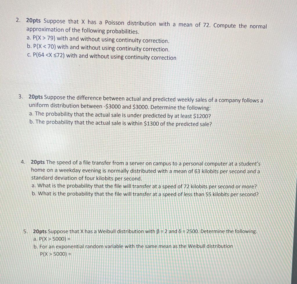 Solved 2. 20pts Suppose that X has a Poisson distribution | Chegg.com