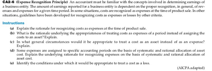 Solved CA2-6 (Expense Recognition Principle) An accountant | Chegg.com