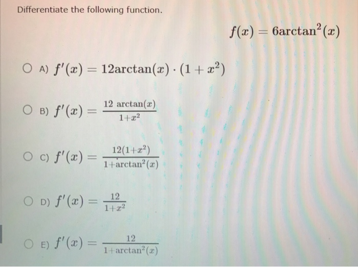 Solved Differentiate the following function. f(x) = | Chegg.com