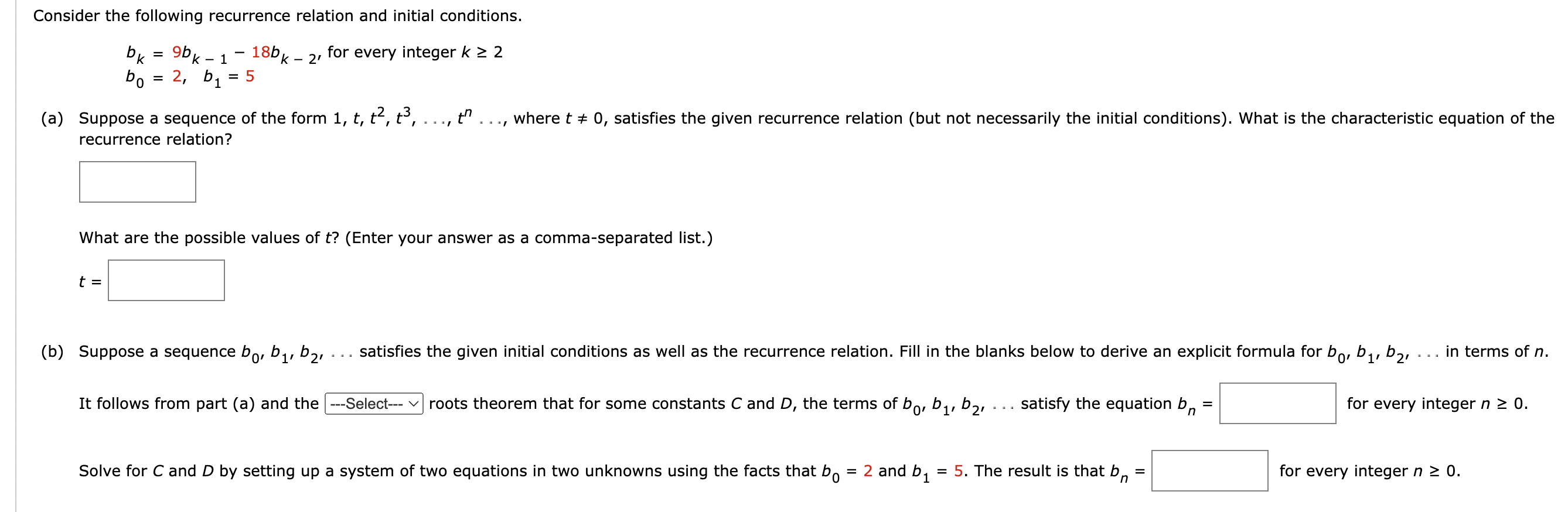 Solved Consider the following recurrence relation and | Chegg.com