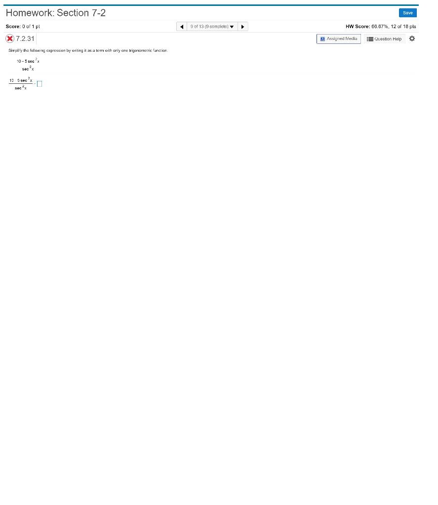 Solved Save Homework Section 7 2 Score 0 Of 1 Pt X 7 2 9 3