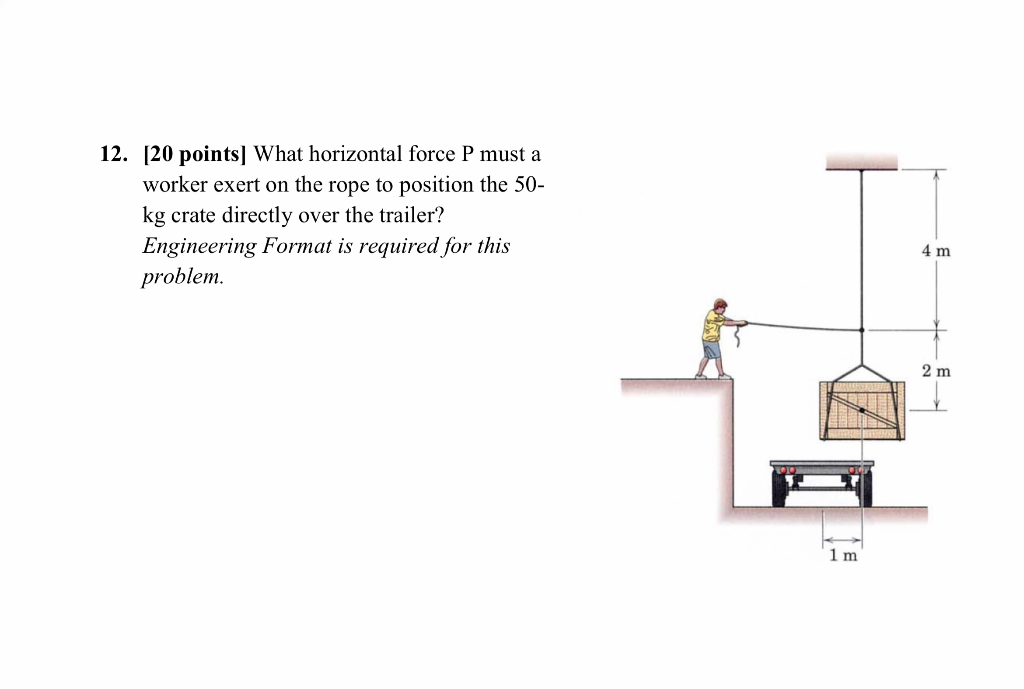 Solved 12. [20 points] What horizontal force P must a worker | Chegg.com