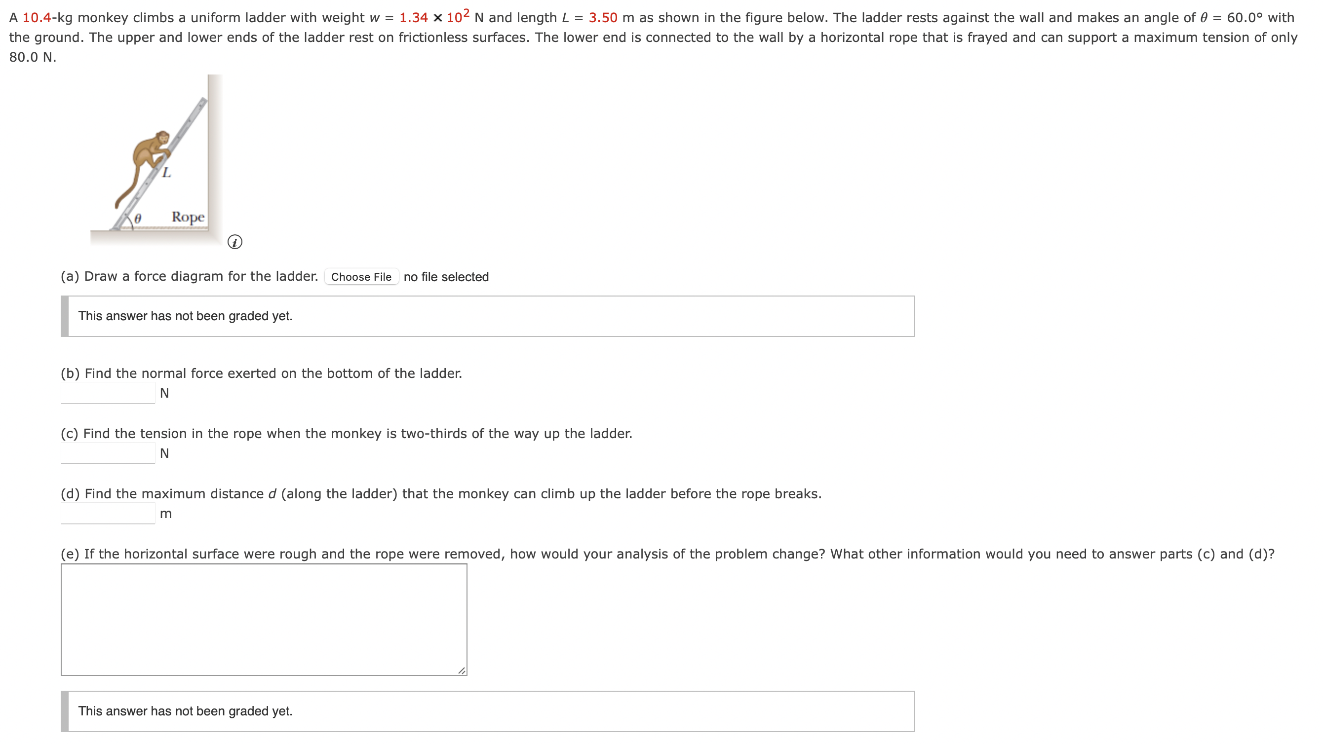 Solved 80.0 N (a) Draw a force diagram for the ladder. no | Chegg.com