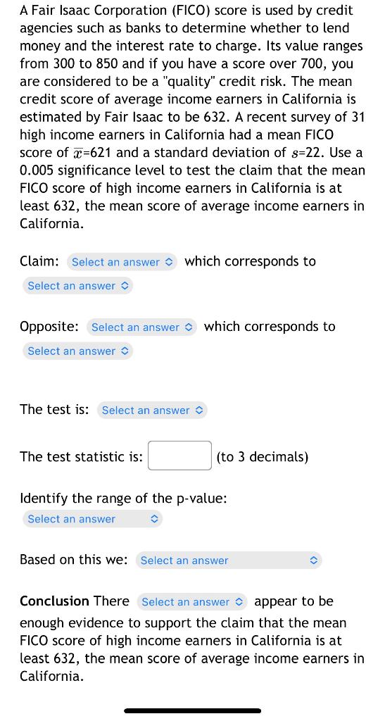 Solved A Fair Isaac Corporation (FICO) score is used by | Chegg.com