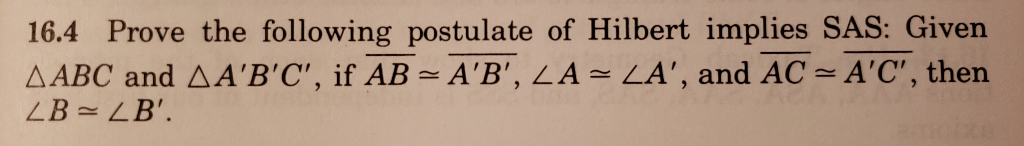 Solved 16.4 Prove the following postulate of Hilbert implies | Chegg.com