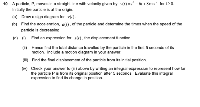 Solved 10 A particle, P, moves in a straight line with | Chegg.com