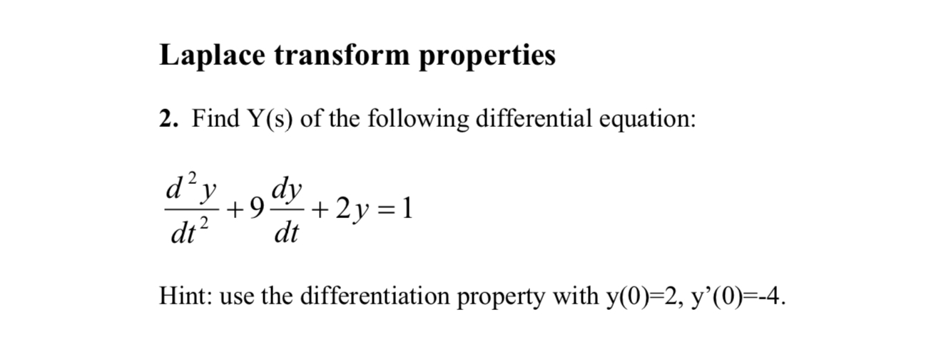 Solved Laplace transform propertiesFind Y(s) ﻿of the | Chegg.com