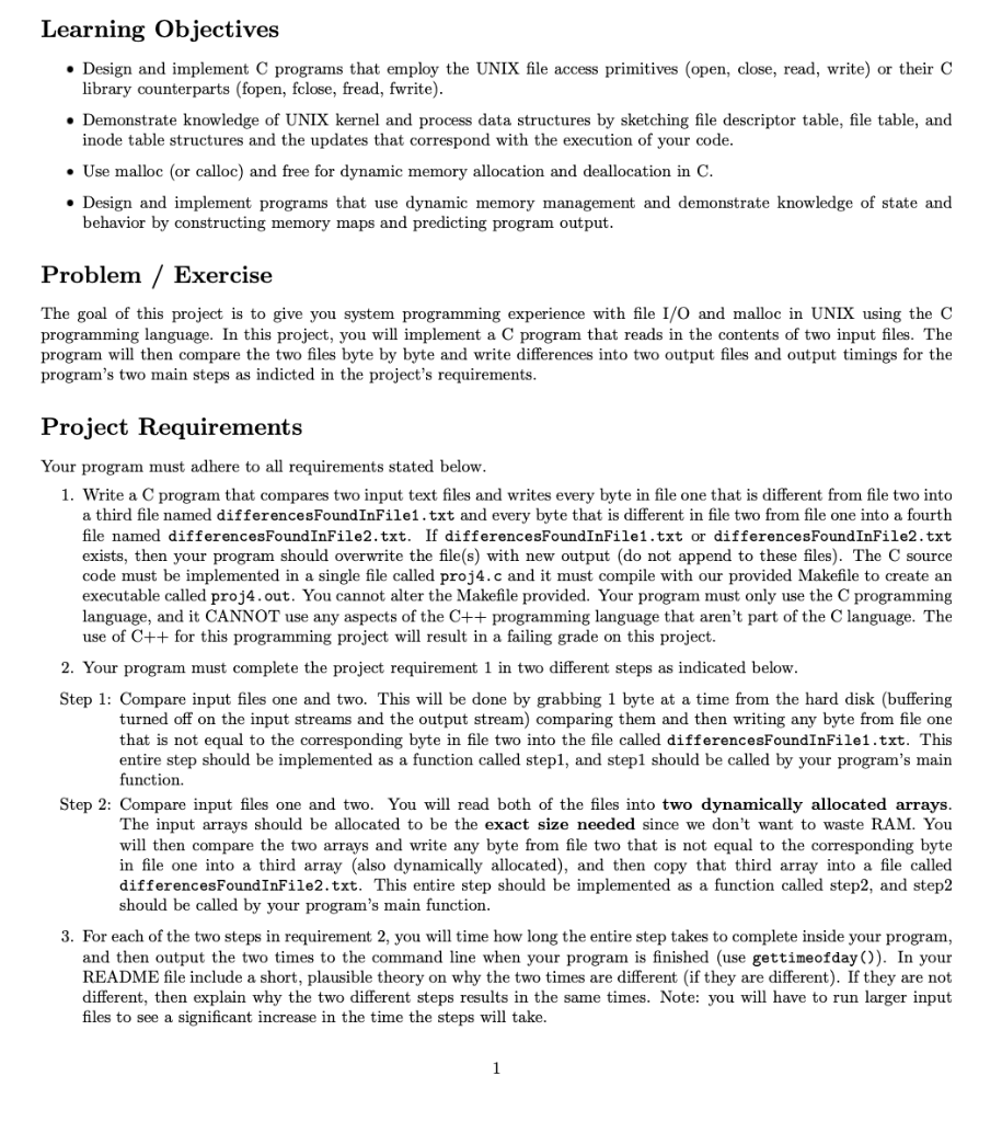 Solved Learning Objectives • Design and implement C programs | Chegg.com