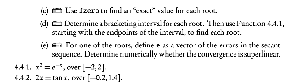 Solved wa HH!!!! Use fzero to find an “exact" value for each | Chegg.com