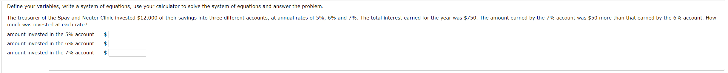 Solved Define your variables, write a system of equations, | Chegg.com