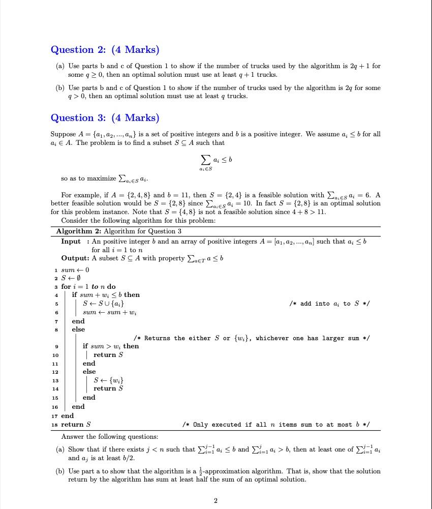 Solved Question 2: (4 Marks) (a) Use parts b and c of | Chegg.com