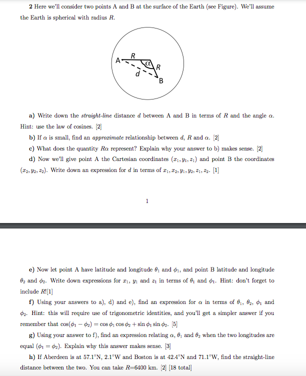 Solved 2 Here we'll consider two points A and B at the | Chegg.com