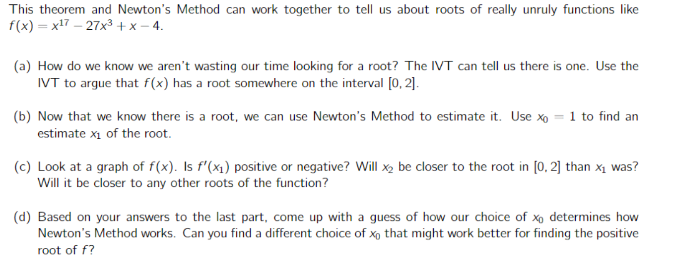 Solved This theorem and Newton's Method can work together to | Chegg.com
