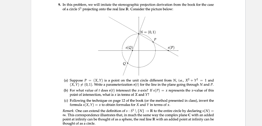 Solved 9. In this problem, we will imitate the stereographic | Chegg.com