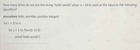 Solved How many times do we see the string "hello world" | Chegg.com