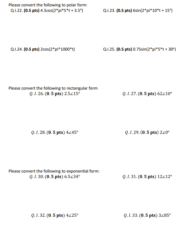 Solved Q.I.24. (0.5 pts) 2cos(2∗pi∗1000∗t) | Chegg.com
