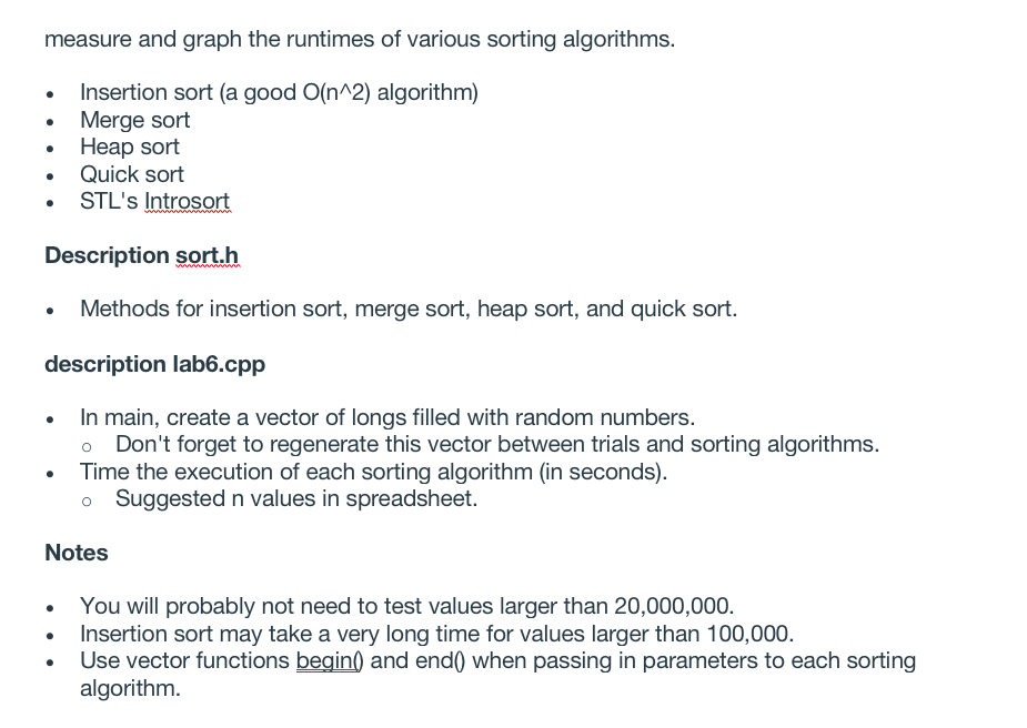 Measure And Graph The Runtimes Of Various Sorting
