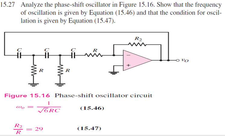 Solved 15.27 Analyze the phase-shift oscillator in Figure | Chegg.com