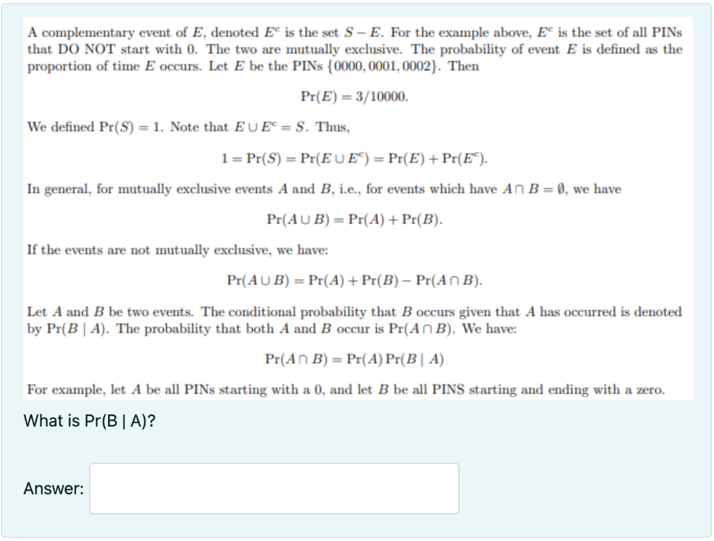 Solved A complementary event of E, denoted Ec is the set | Chegg.com