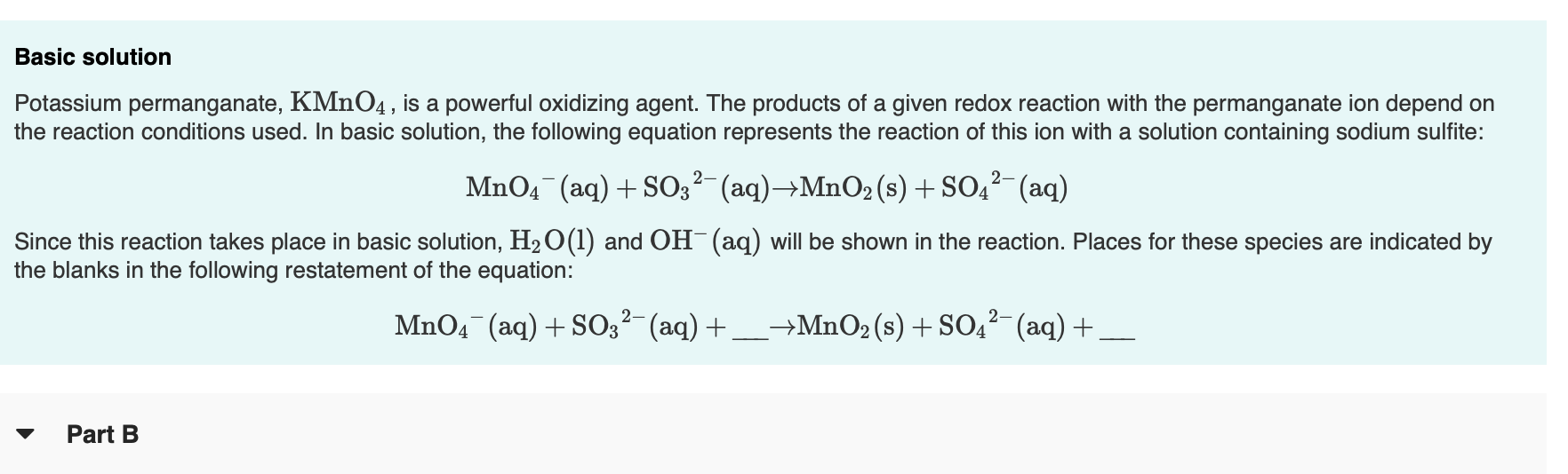 Solved Basic solution Potassium permanganate, KMnO4, is a | Chegg.com
