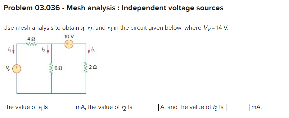 Solved Problem 03.036 - Mesh analysis : Independent voltage | Chegg.com Solved Problem 03.036 - Mesh analysis : Independent voltage | Chegg.com