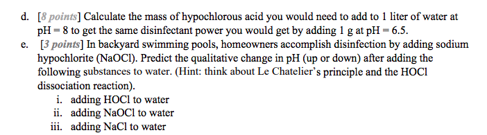 Solved 5. When Chlorine gas is used to disinfect drinking | Chegg.com