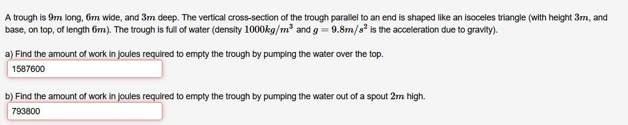 Solved A trough is 9m long, 6m wide, and 3m deep. The | Chegg.com