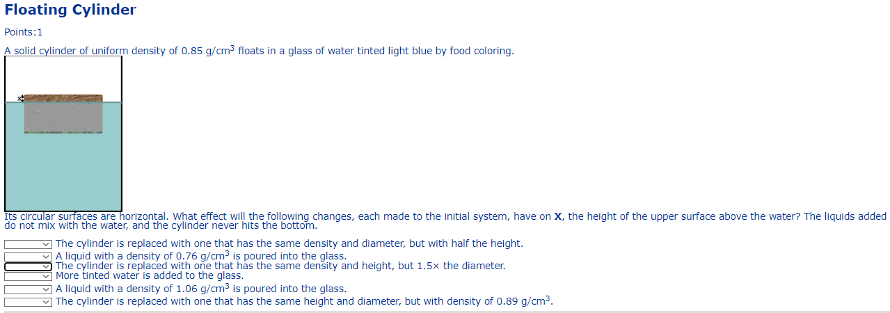 Solved Floating CylinderPoints:1^ ﻿onlid mulindor of u | Chegg.com