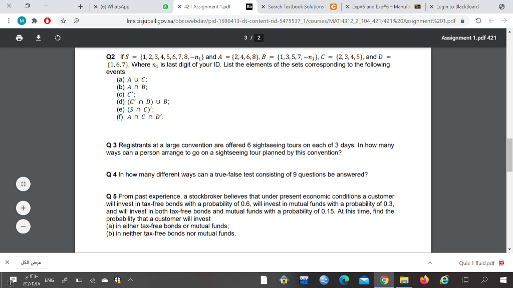 Solved Х + X (6) WhatsApp 6 X 421 Assignment 1.pdf Bb X | Chegg.com