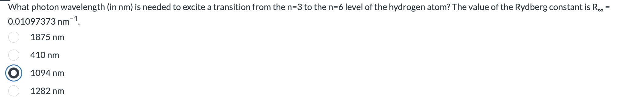 Solved Correct answer is 1094 ﻿nm. ﻿Please explain why | Chegg.com