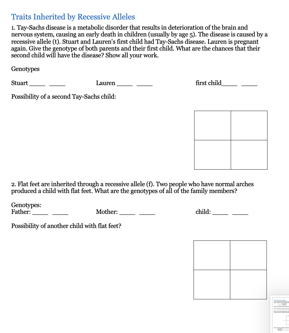 Solved Traits Inherited by Recessive AllelesTay-Sachs | Chegg.com