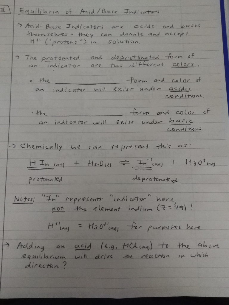Solved Equilibria of Acid /Base Indicators - Acid-Base | Chegg.com