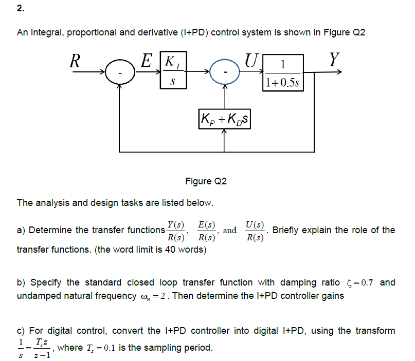 Solved 2. An integral, proportional and derivative (I+PD) | Chegg.com