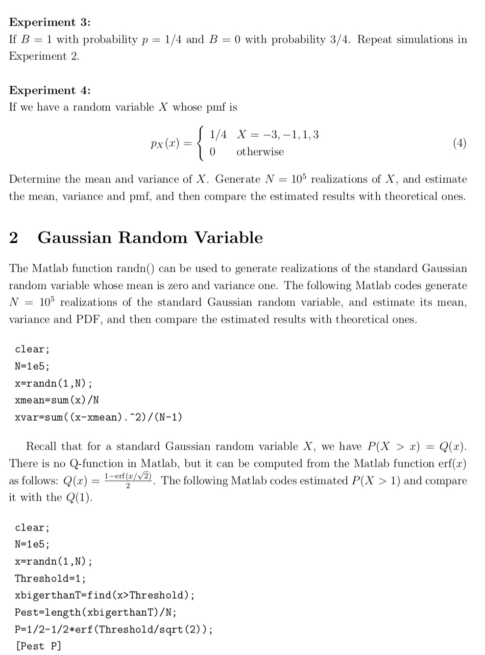 Exercise 1: Simulation of Uniform and Gaussian Random | Chegg.com
