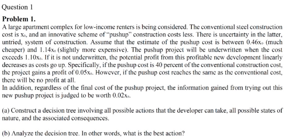 Solved Question 1Problem 1.A large apartment complex for | Chegg.com
