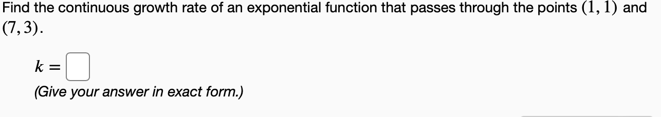 Solved Find the continuous growth rate of an exponential | Chegg.com