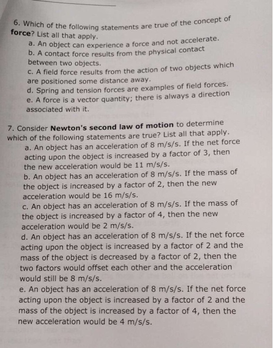 Solved 1. Which of the following statements are true of | Chegg.com