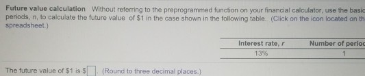 Solved Future value calculation without referring to the | Chegg.com