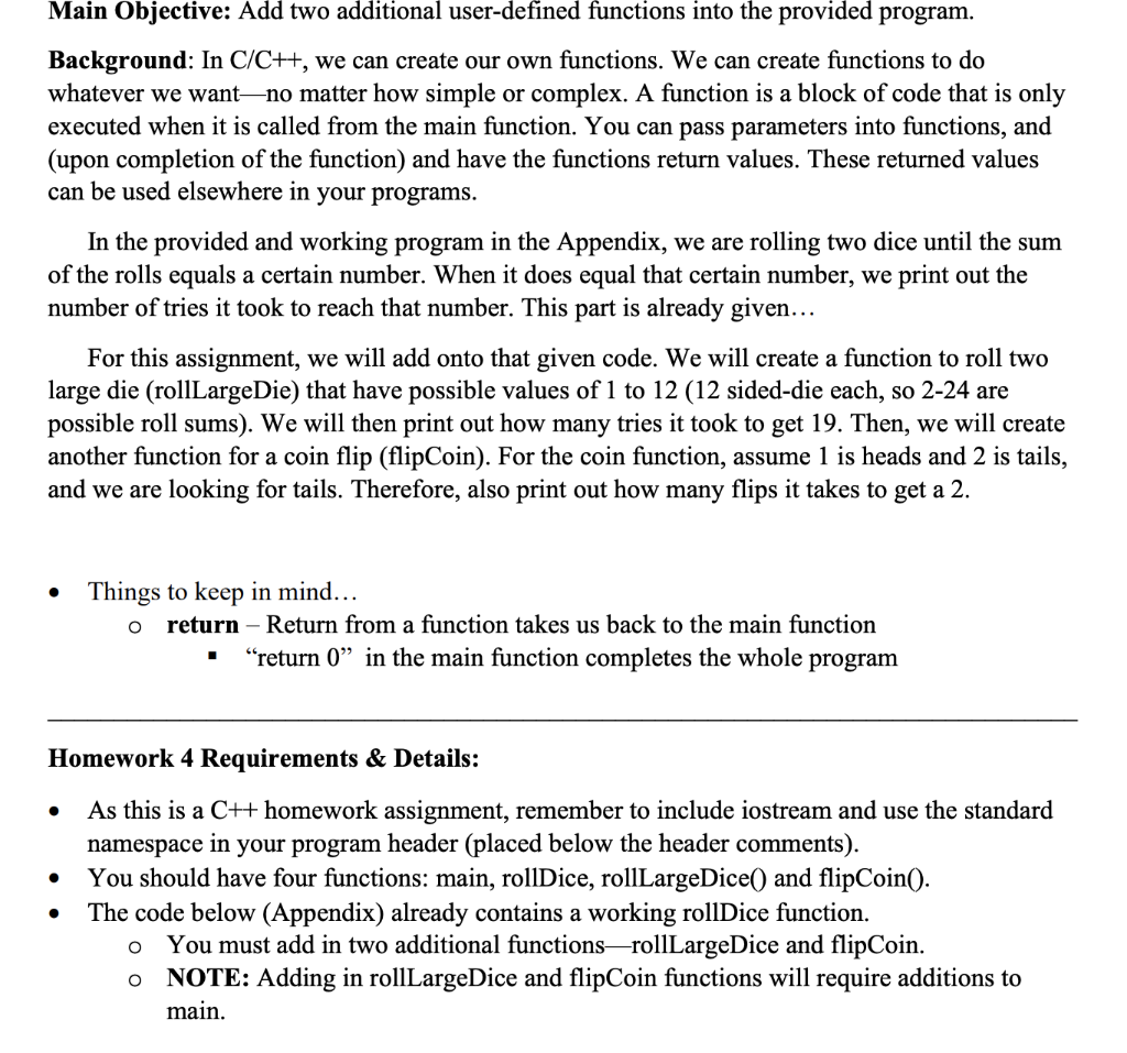 Solved Main Objective: Add two additional user-defined | Chegg.com
